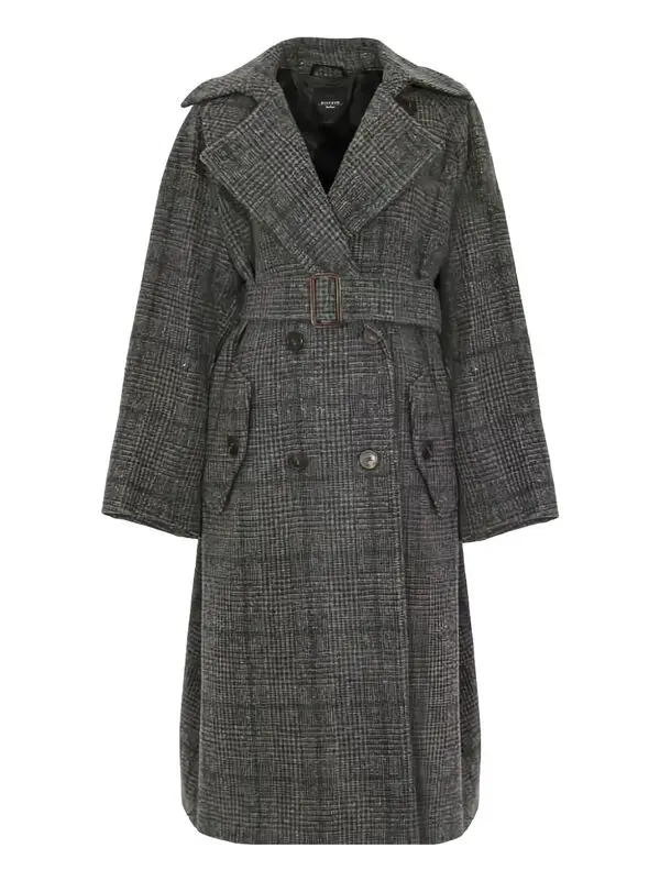 Max Mara Sestri Check Pattern Coat - Grey
