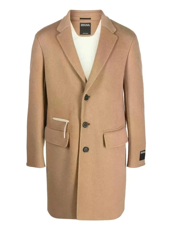 Zegna Zip-pocket Single-breasted Coat - Brown