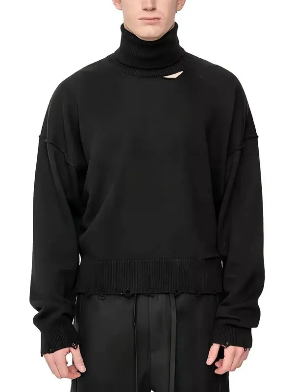 Andrea Ya'aqov Distressed Roll-neck Sweater - Black