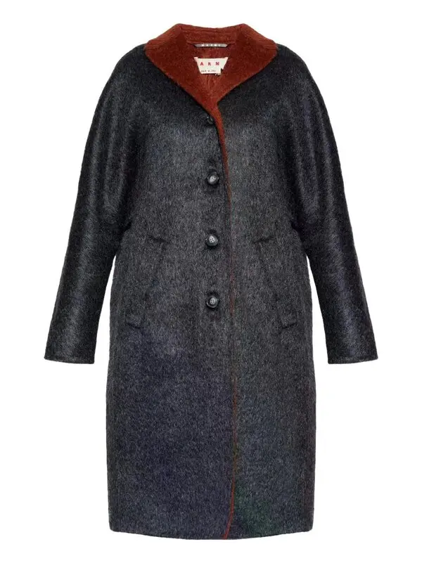 Marni Contrasting-trim Coat - Grey