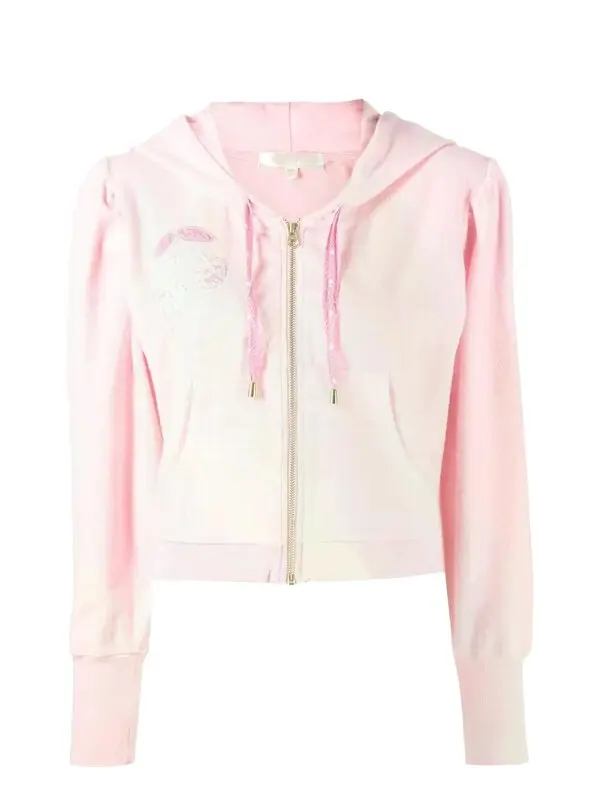 LoveShackFancy Hasana Zip-up Appliqué Hoodie - Pink