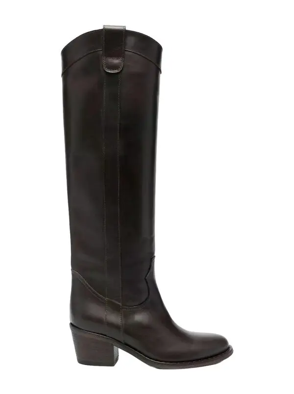 VIA ROMA 15 Leather Knee-high Cowboy Boots - Brown
