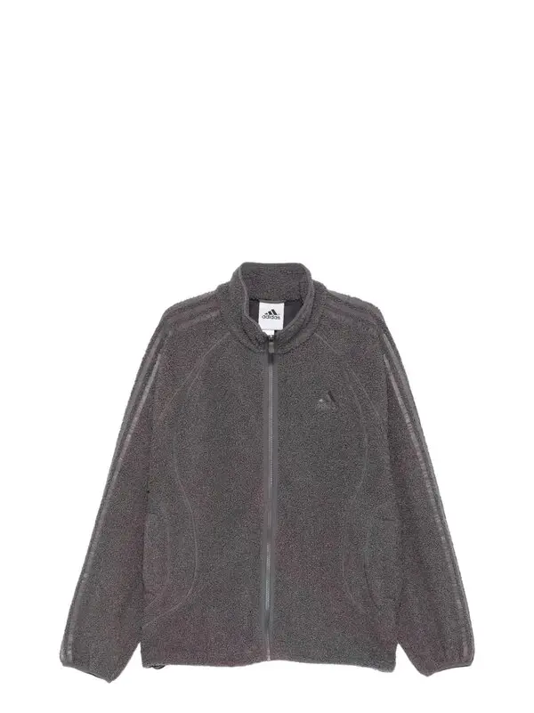 Adidas Three-stripe Zip Sweatshirt - Grey