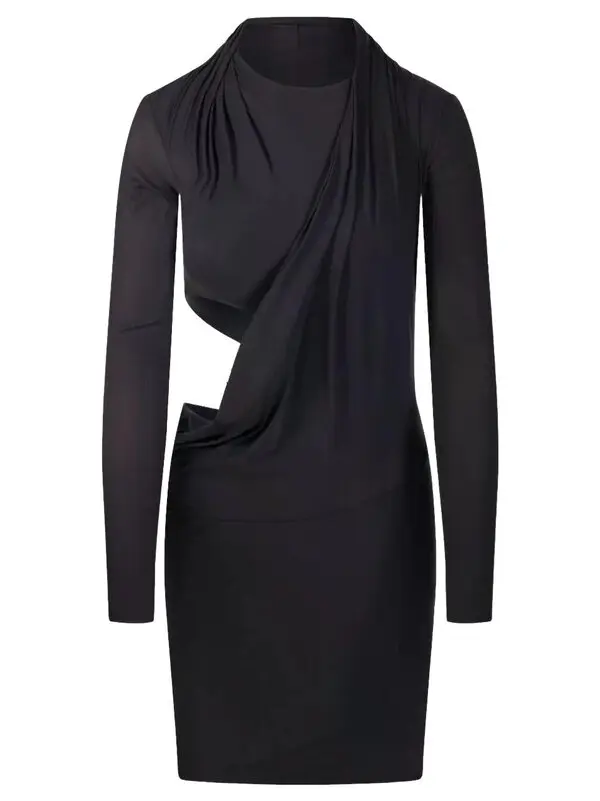 AMAZUIN Draped Cutout Dress - Brown