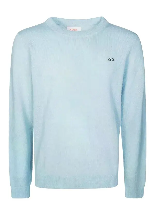 SUN 68 Embroidered Knit Sweater - Blue