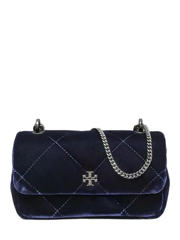 Tory Burch Kira Diamond-quilted Velvet Crossbody Bag - Blue