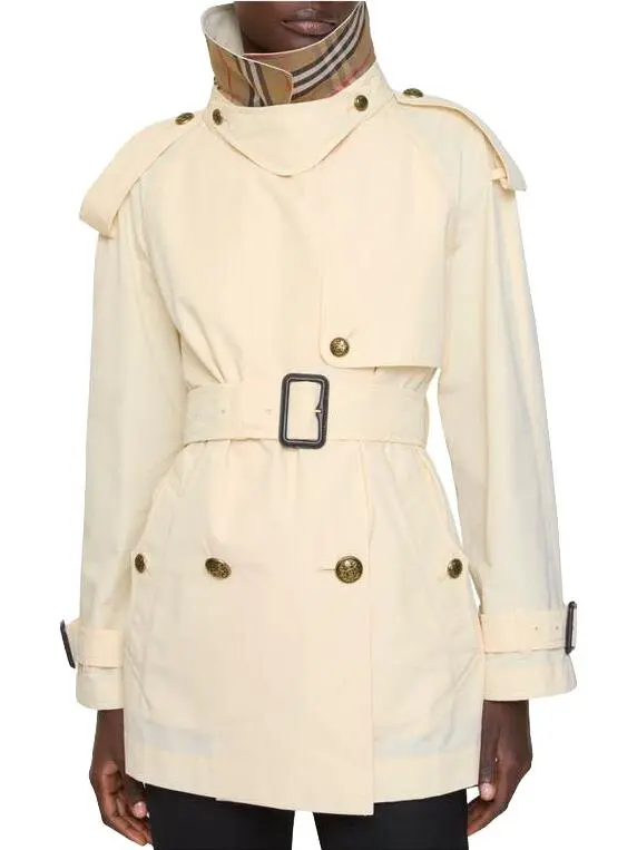 Burberry Fitzrovia Lightweight Cotton Trench Coat - Ceramic White