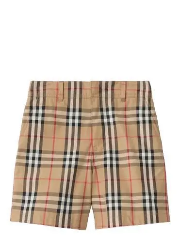 Burberry Check Cotton Oxford Shorts - Sand Beige
