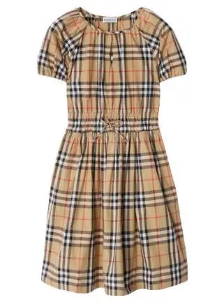 Burberry Check Cotton Dress - Sand Beige
