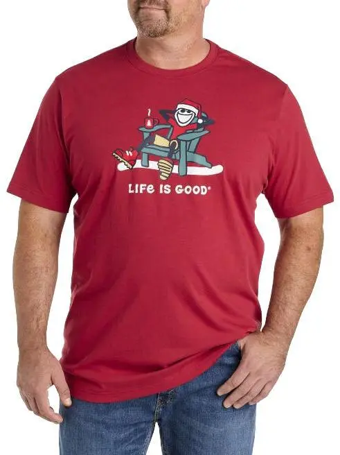 LIFE IS GOOD Big & Tall Santa Graphic Tee - Deep Claret