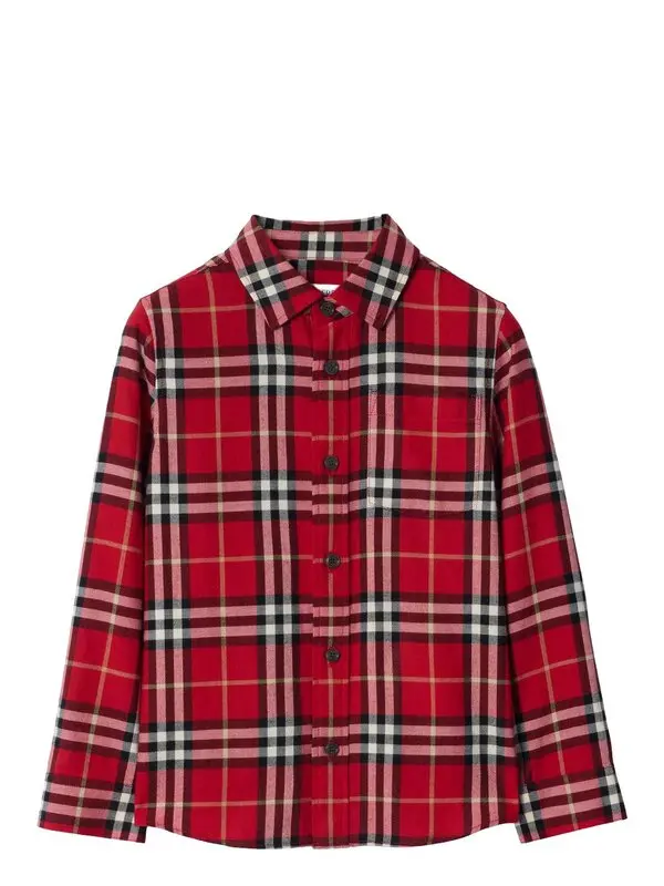 Burberry Check Cotton Shirt - Poppy Red