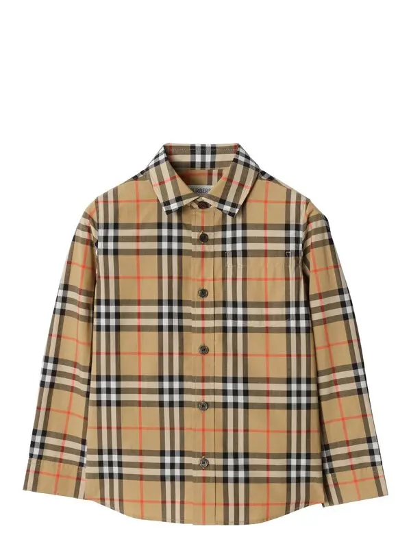 Burberry Check Cotton Shirt - Sand Beige