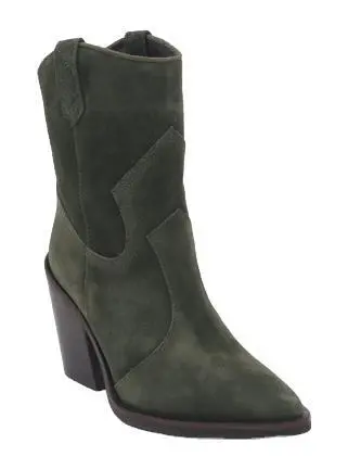 STIVALI NEW YORK Strength Western Cowboy Boots - Olive Suede