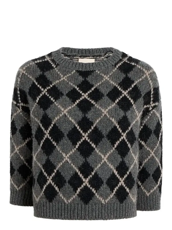 Khaite Colt Argyle Cashmere Sweater - Grey