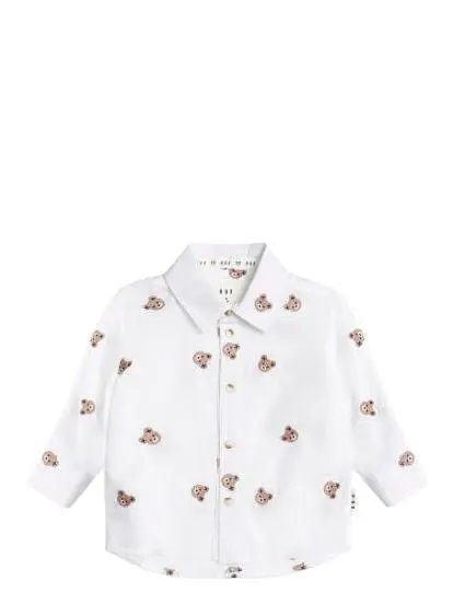 HUXBABY Longsleeve Huxbear Button Up - White