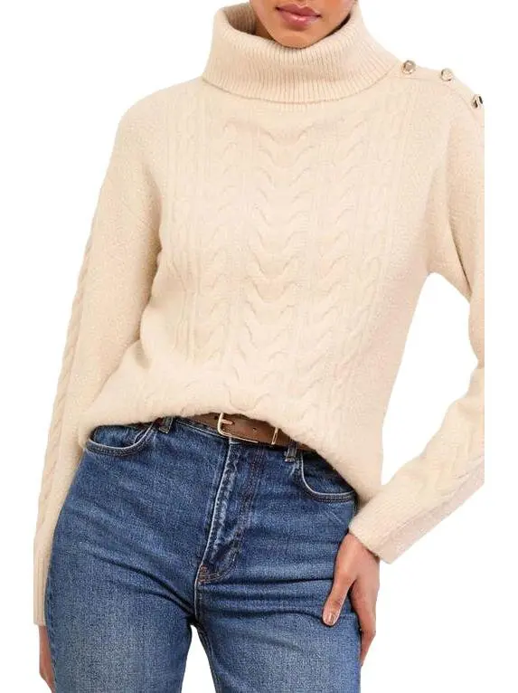 LIPSY Cable Knit Turtleneck Sweater - Neutral