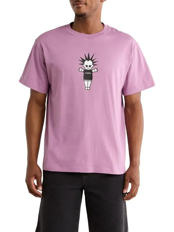 PLEASURES Punkpie Cotton Graphic T-shirt - Mauve