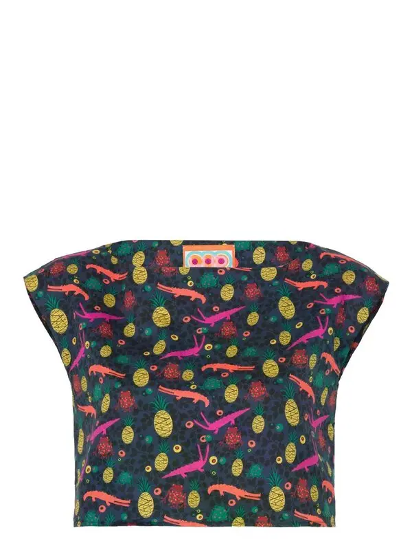 Lhd Alligator Pineapple Print Top - Blue