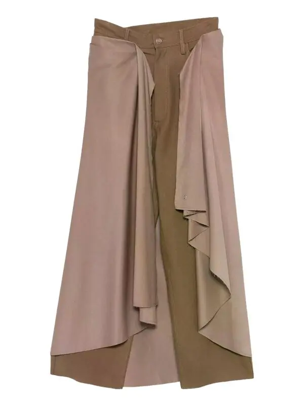 MARBELL Erin Draped Panel Trousers - Brown