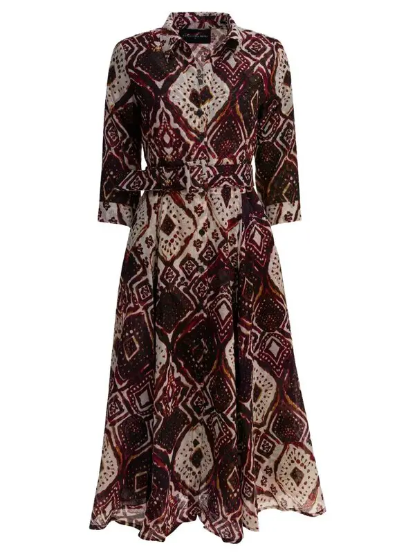Samantha Sung Belted Printed Dress - Red
