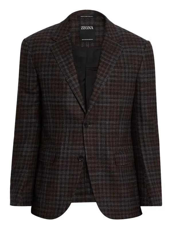 Zegna Notch-lapel Plaid Sport Coat - Dk Brw Ck