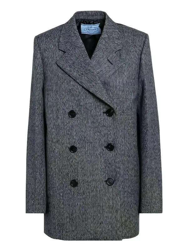 Prada Paneled Double-breasted Blazer - Grey
