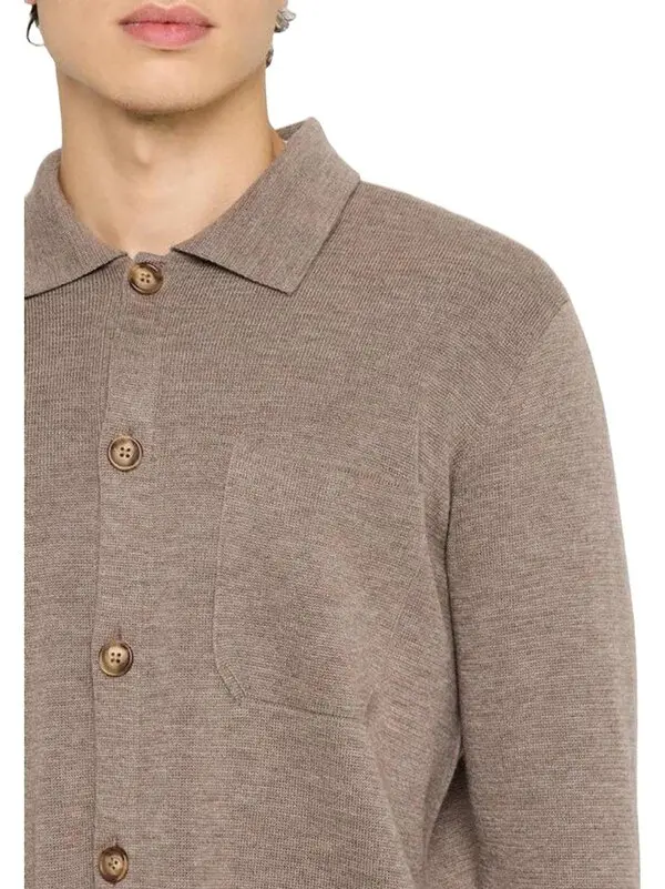 Eton Merino Wool Milano Knit Overshirt - Beige