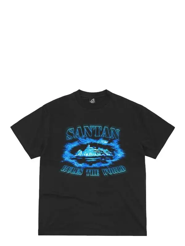 CORTEIZ Santan Alcatraz Tee Shirt - Black/blue Flame