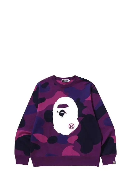 BAPE Mega Camo Big Ape Head Crewneck Sweatshirt - Purple