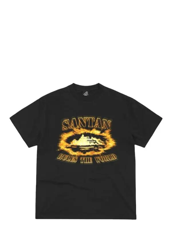 CORTEIZ Santan Alcatraz Tee Shirt - Black/orange Flame