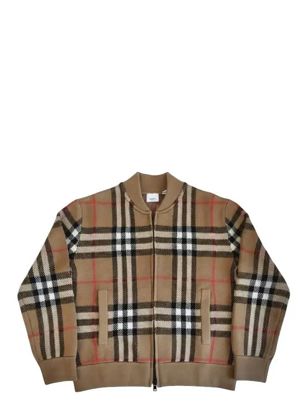 Burberry Knit Check Zip Jacket - Taupe