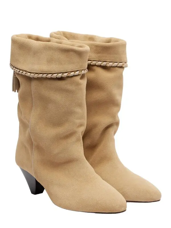 Isabel Marant Dalby 55 Suede Ankle Boots - Beige