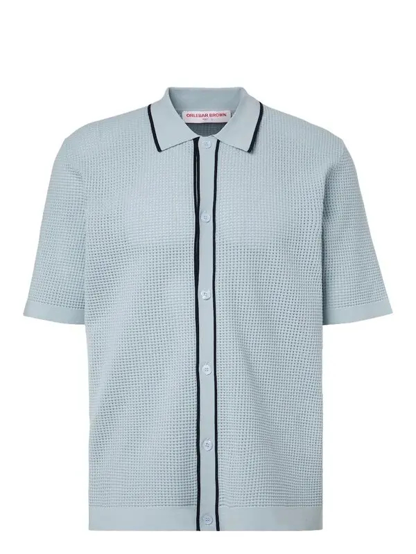 Orlebar Brown Roddy Waffle-knit Bowling Shirt - Blue