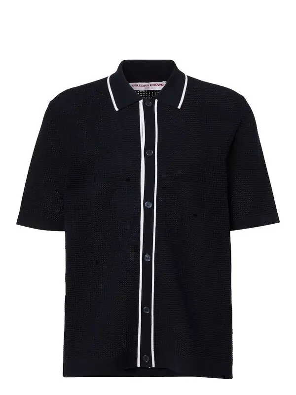 Orlebar Brown Roddy Waffle-knit Bowling Shirt - Blue