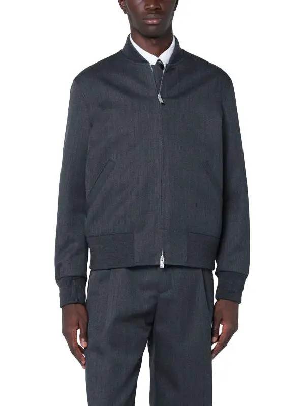 LARDINI Virgin Wool Bomber Jacket - Grey