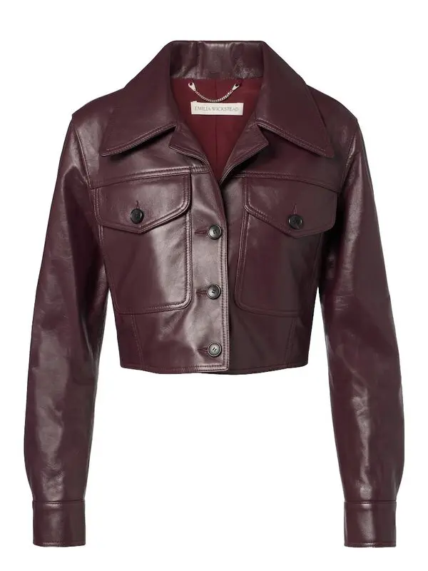 EMILIA WICKSTEAD Nics Cropped Leather Jacket - Purple