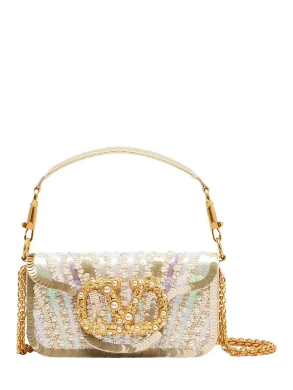 Valentino Garavani Locò Small Embellished Satin Shoulder Bag - Multicoloured