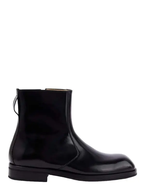 LEMAIRE Leather Ankle Boots - Black