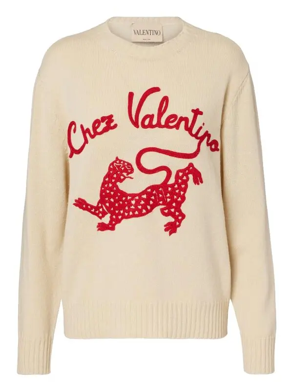 Valentino Garavani Chez Virgin Wool Sweater - Beige