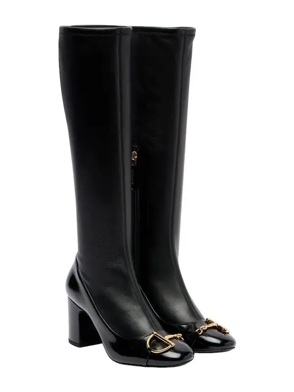 Gucci Horsebit 75 Leather Knee-high Boots - Black