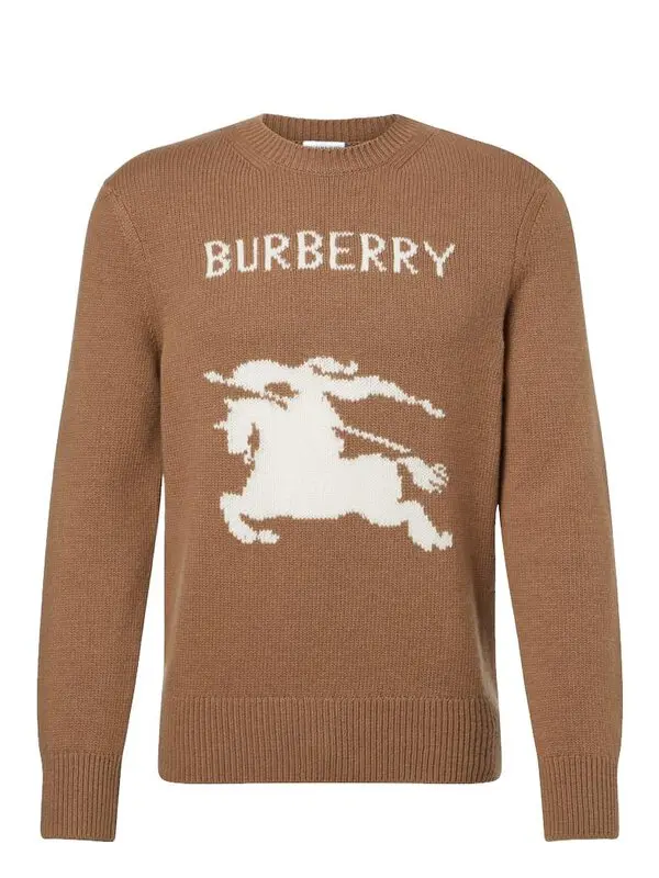 Burberry Logo Wool And Cashmere Sweater - Beige