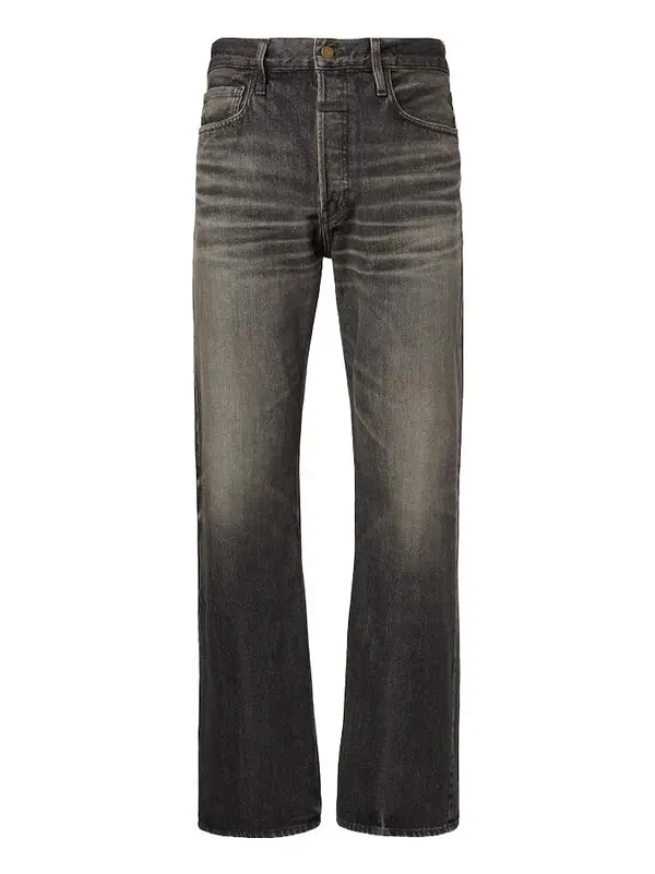 Fear Of God Faded Mid-rise Straight Jeans - Black