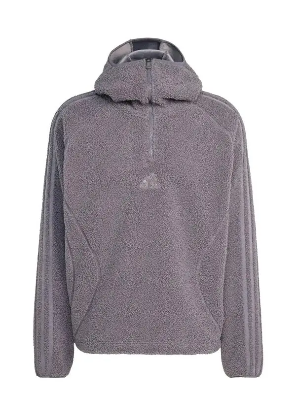Adidas Quarter-zip Hooded Sweatshirt - Grey