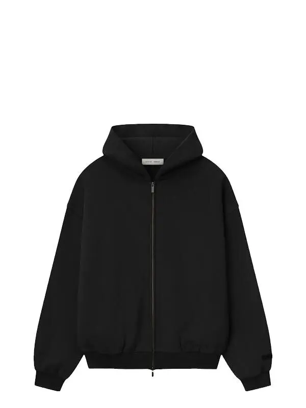 Fear Of God Essentials Embossed Fleece Zip-up Hoodie - Vintage Black