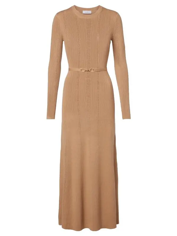 Gabriela Hearst Imagene Wool Midi Dress With Detachable Belt - Beige