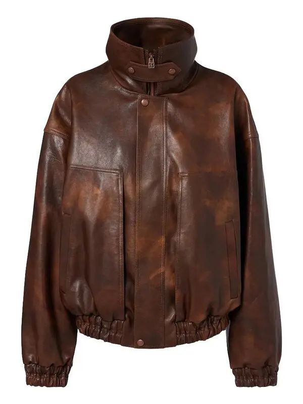 Magda Butrym Leather Blouson Jacket - Brown