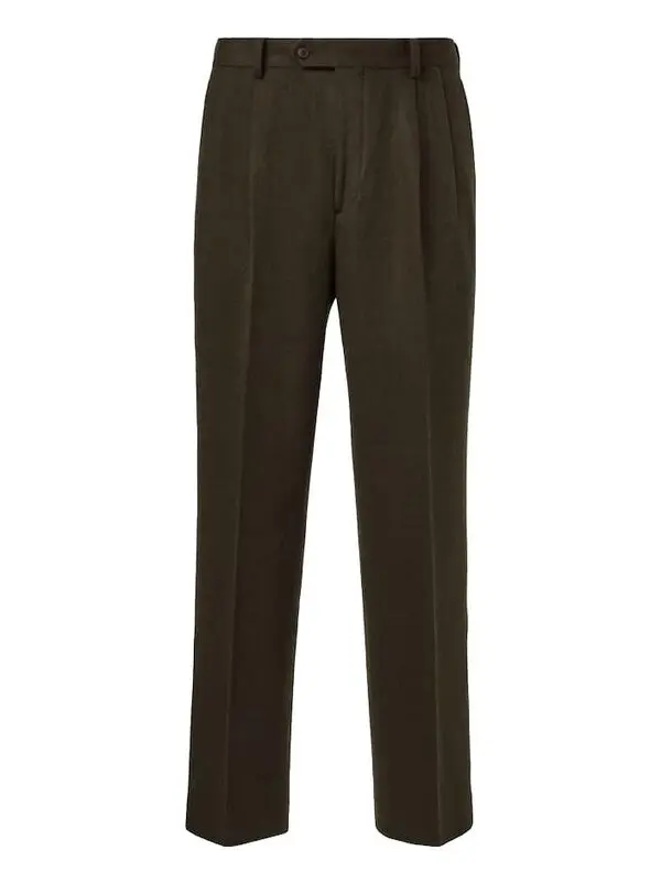 Auralee Camel Hair Flannel Straight Pants - Green