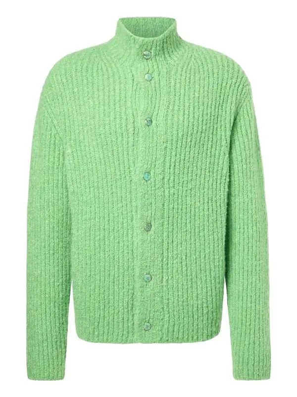 GOD'S TRUE CASHMERE Ribbed-knit Cashmere Bouclé Cardigan - Green