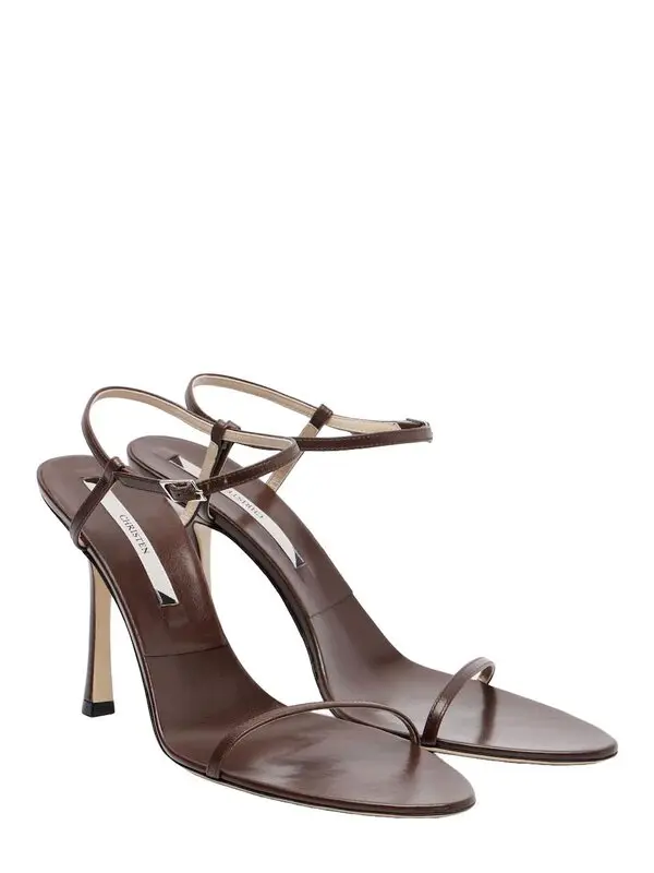 CHRISTEN Double Strap Leather Sandals - Brown