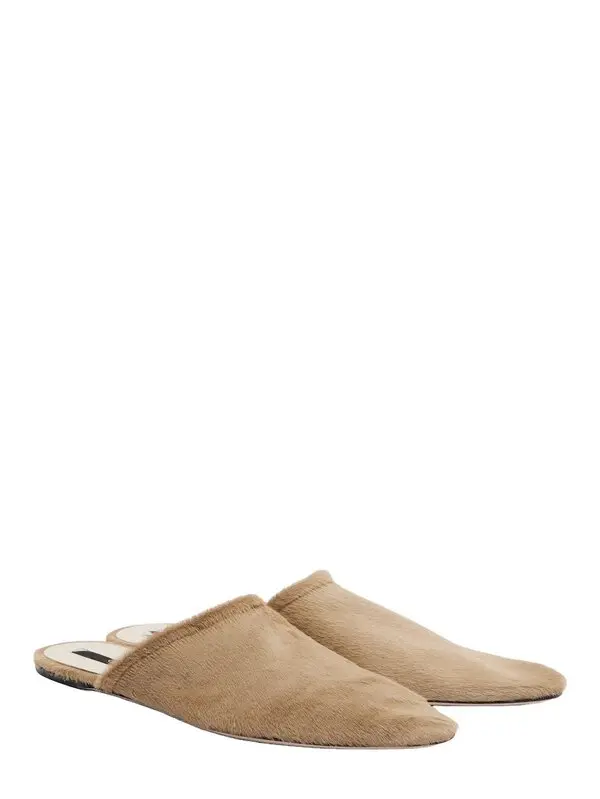 CHRISTEN Elipse Calf Hair Mules - Beige